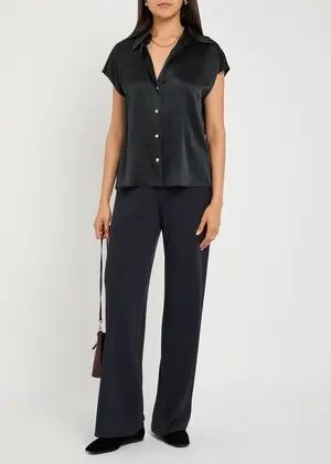 Vince Crepe Straight-leg Trousers - Navy
