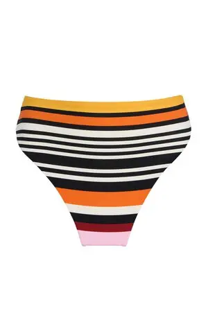 CALA DE LA CRUZ Cala De La Cruz High-Waisted Striped Bikini Bottom Multi