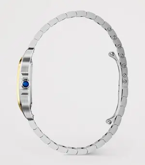Cartier Santos De Watch In Steel And Yellow Gold - Blue