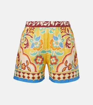 Etro Printed Cotton And Silk Shorts