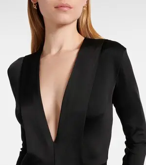 Victoria Beckham Embellished Gathered Crepe Gown