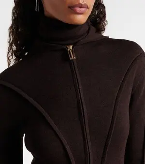 Victoria Beckham Wool-blend Jersey Zip-up Hoodie