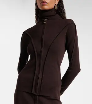 Victoria Beckham Wool-blend Jersey Zip-up Hoodie