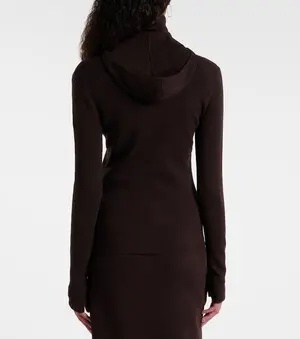 Victoria Beckham Wool-blend Jersey Zip-up Hoodie