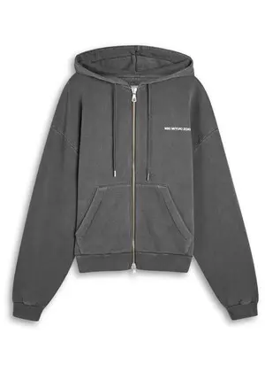 MKI MIYUKI ZOKU Logo Print Cotton-blend Zip-up Hooded Sweatshirt - Black