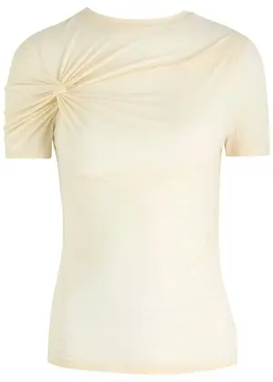 AGOLDE Lissa Twisted Stretch-jersey T-shirt - Ecru