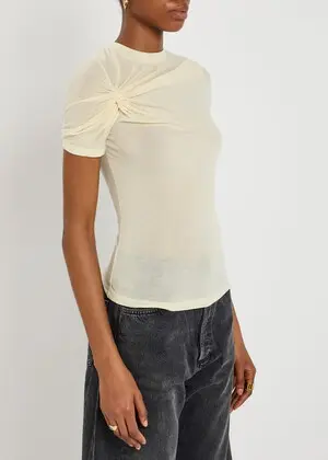 AGOLDE Lissa Twisted Stretch-jersey T-shirt - Ecru