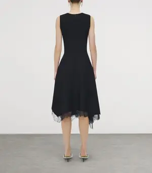 Alexander McQueen Lace-trim Asymmetrical Midi Dress