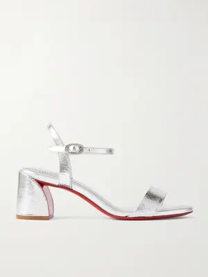 CHRISTIAN LOUBOUTIN Miss Jane 55 Metallic Textured-leather Sandals - Silver