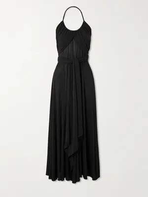 Alaïa Belted Gathered Halterneck Maxi Dress