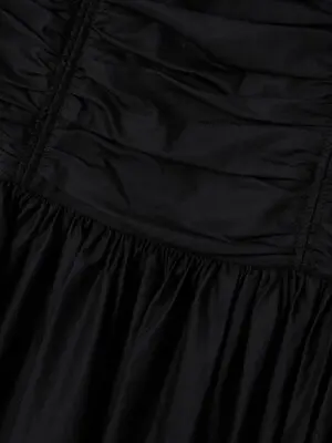 Matteau Strapless Ruched Organic Cotton-poplin Midi Dress - Black