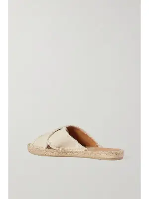 CastaÑer Palmera Frayed Canvas Espadrille Slides - Neutrals