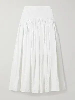 Staud Procida Broderie Anglaise Cotton Maxi Skirt