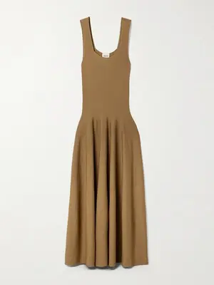 Khaite Jodie Pleated Wool Midi Dress
