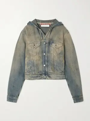 Acne Studios Hooded Distressed Organic Denim Jacket