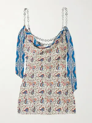 Rabanne Chain-detailed Paisley-print Crepe Top