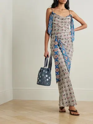 Rabanne Chain-detailed Paisley-print Crepe Top