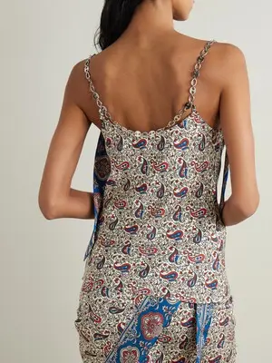 Rabanne Chain-detailed Paisley-print Crepe Top