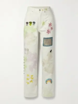 Alexander McQueen High-rise Straight-leg Jeans With Grow Up Print - Neutrals