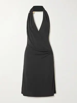 Versace Embellished Draped Halterneck Dress