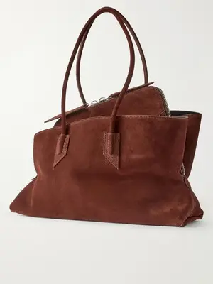 Attico La Passeggiata Medium Asymmetric Suede Tote - Brown