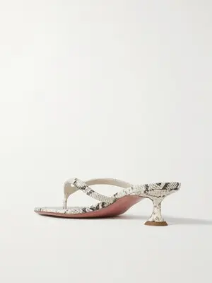 Amina Muaddi Juliette Snake-effect Leather Sandals
