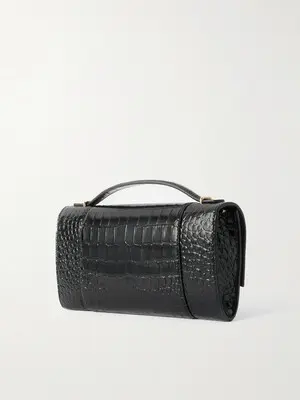 Balenciaga Hourglass Croc-effect Patent-leather Shoulder Bag