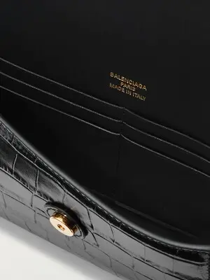 Balenciaga Hourglass Croc-effect Patent-leather Shoulder Bag