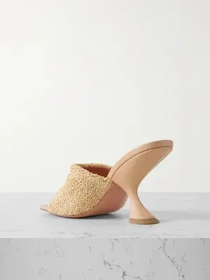 Amina Muaddi Taylor Raffia Mules - Neutrals