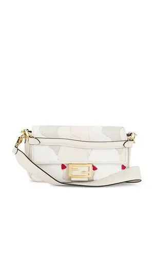 FWRD RENEW Fendi Mink Fur Nappa Faces Baguette Shoulder Bag - Ivory