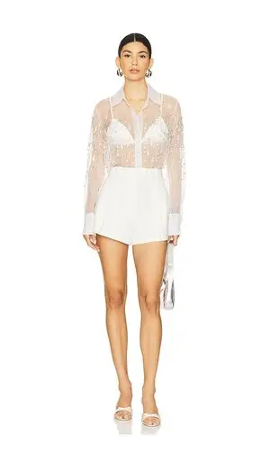 Retrofete Embellished Chiffon Shirt - White