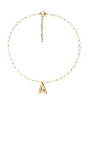 PETIT MOMENTS Gold Tone Beaded Initial Necklace - Ivory