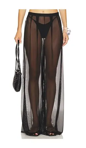 Norma Kamali Sheer Pleated Mesh Trousers - Black
