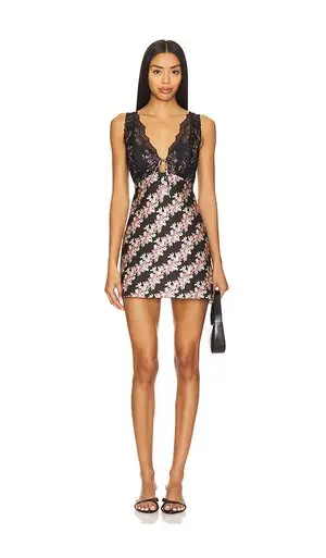 Free People Countryside Printed Mini Dress - Black