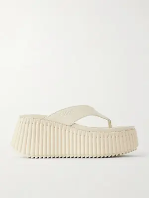 Chloé Nama Leather Platform Flip Flops - Neutrals