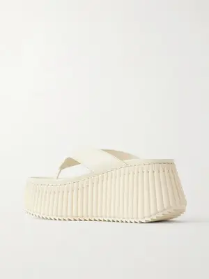 Chloé Nama Leather Platform Flip Flops - Neutrals