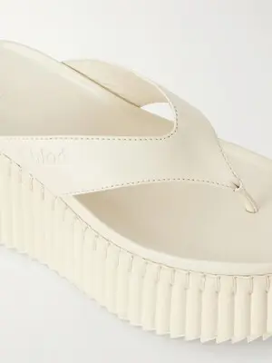Chloé Nama Leather Platform Flip Flops - Neutrals