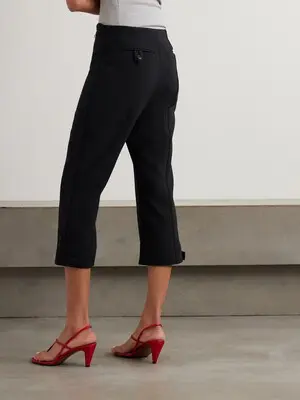 Victoria Beckham Cropped Crepe Flared Pants With Button Detail