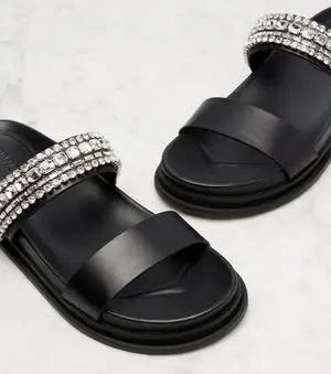 JIMMY CHOO Crystal Embellished Leather Slides