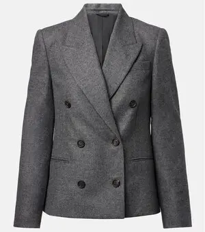 Brunello Cucinelli Wool And Cashmere Double-breasted Blazer - Grey