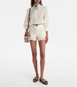 Valentino Garavani Floral Ruffled Cotton Shorts