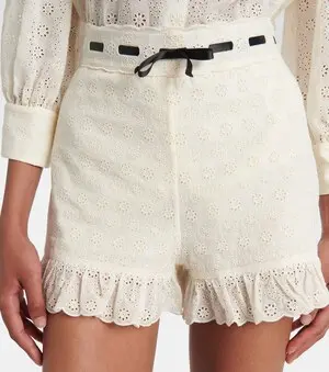 Valentino Garavani Floral Ruffled Cotton Shorts