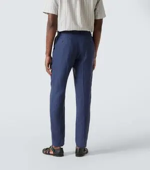 Sunspel Pleated Linen Straight Trousers