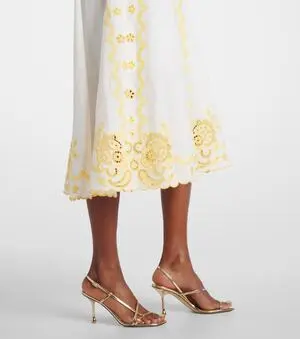 Zimmermann Lucky Embroidered Linen Midi Dress