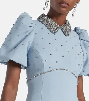 Rebecca Vallance Amery Embellished Puff-sleeve Gown - Blue