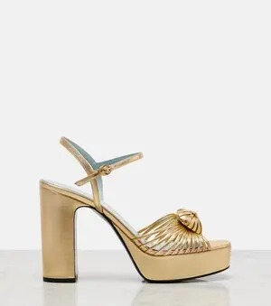 Valentino Garavani Royal 115 Leather Platform Sandals - Gold