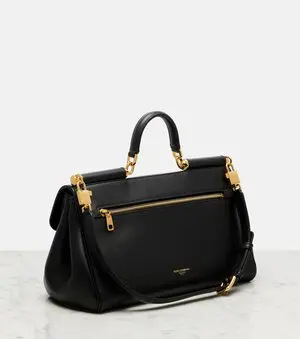 Dolce & Gabbana My Sicily Medium Leather Tote Bag - Black