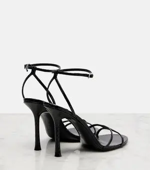 JIMMY CHOO Leo 100 Leather Sandals - Black