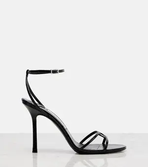 JIMMY CHOO Leo 100 Leather Sandals - Black