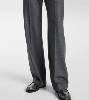 Brunello Cucinelli Pleated Virgin Wool Straight Leg Trousers